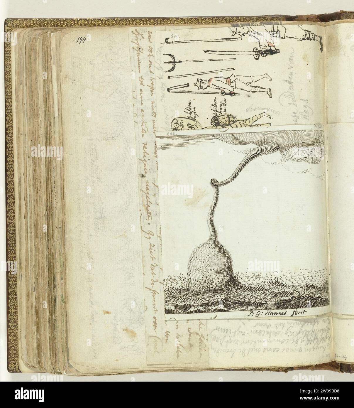Waterhoos, Jan Brandes, 1778 - 1787 drawing Pat drawing of a whirlwind ...