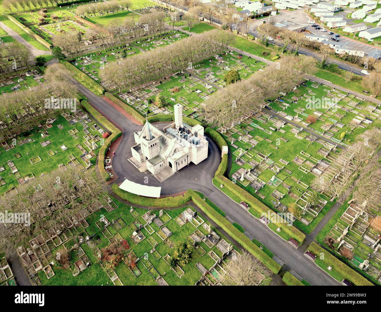 An aerial view of Whitley Bay Cemetery, England, UK Stock Photo - Alamy