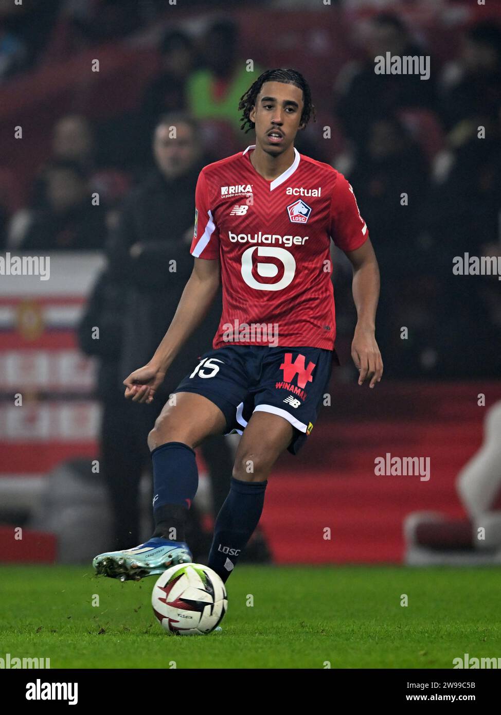 LILLE - Leny Yoro of Lille OSC during the French Ligue 1 match between Lille OSC and Paris Saint ...