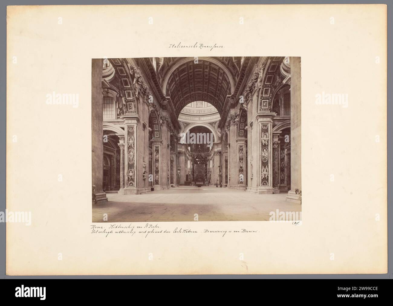 Interior of the Sint-Pietersbasiliek in Rome with a view of Bernini's ...
