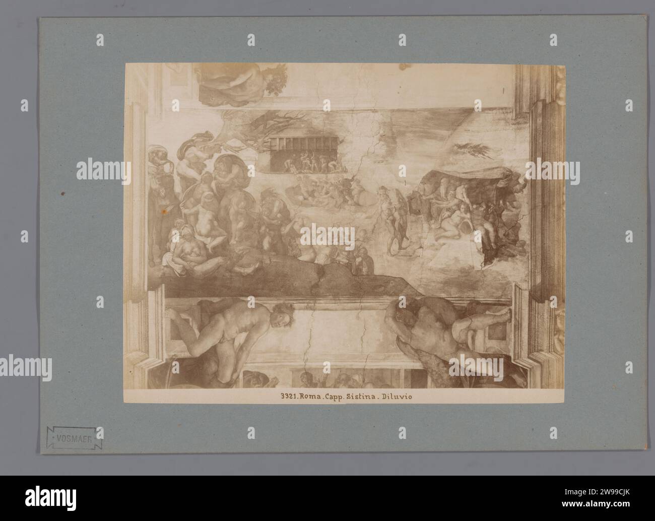 Photo production of the fresco De Flood by Michelangelo in the Sixtine ...