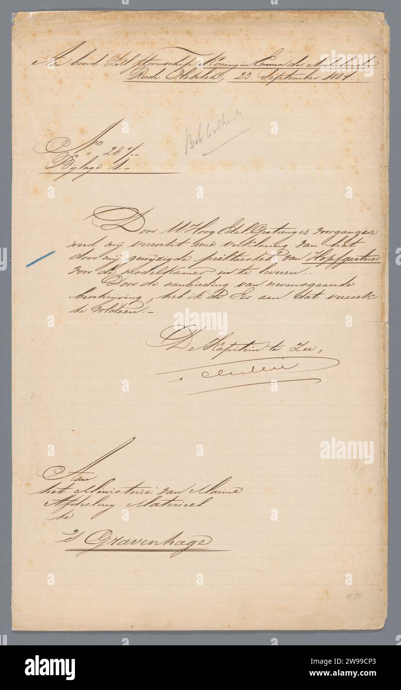 Letter from Captain Gobée to the Department of the Navy about the ...