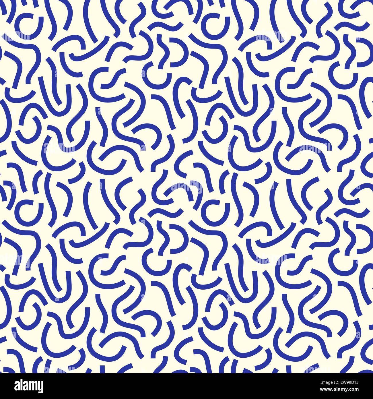 Blue curved lines isolated on white background. Bold Squiggles Stock ...