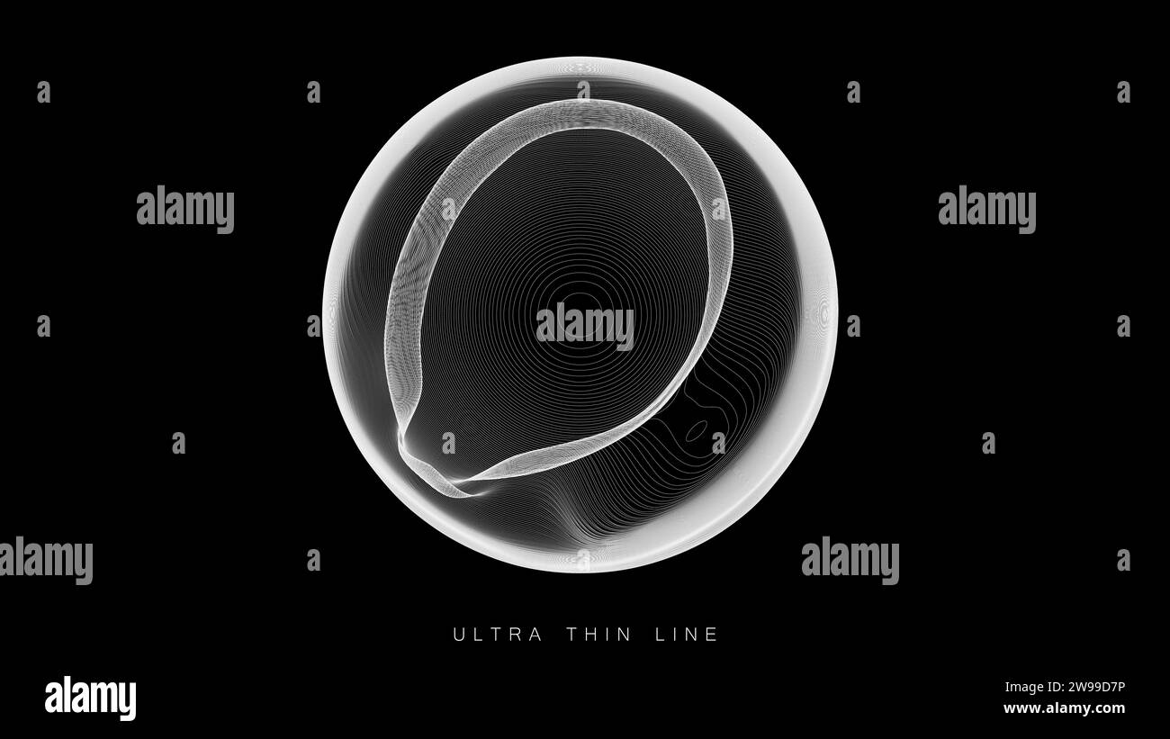Ultra thin line fluid geometry. Dynamic vector distorted spheres Stock ...