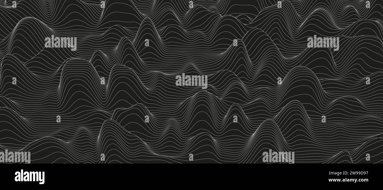 Abstract background with distorted line shapes on a black background ...