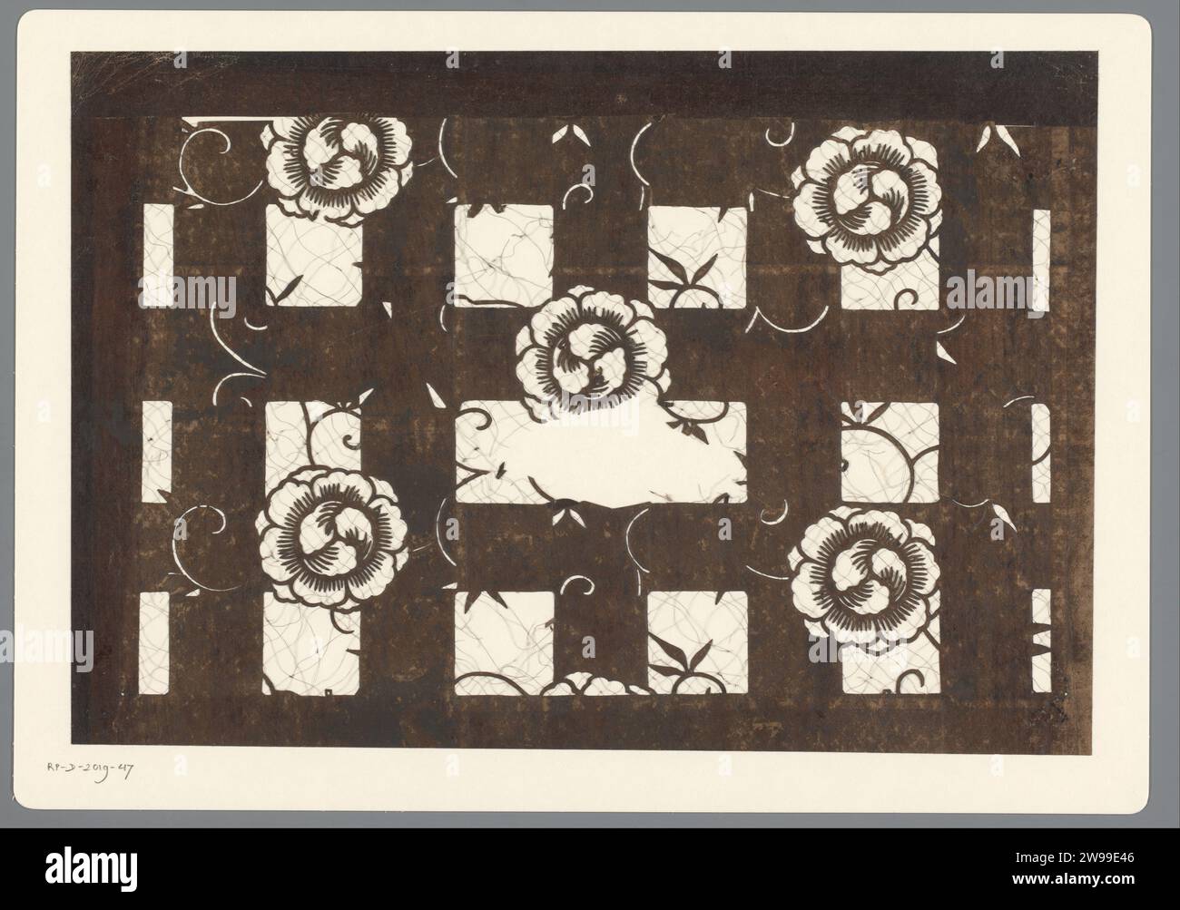 Template with peonies, anonymous, 1800 - 1909 Japanese template ...