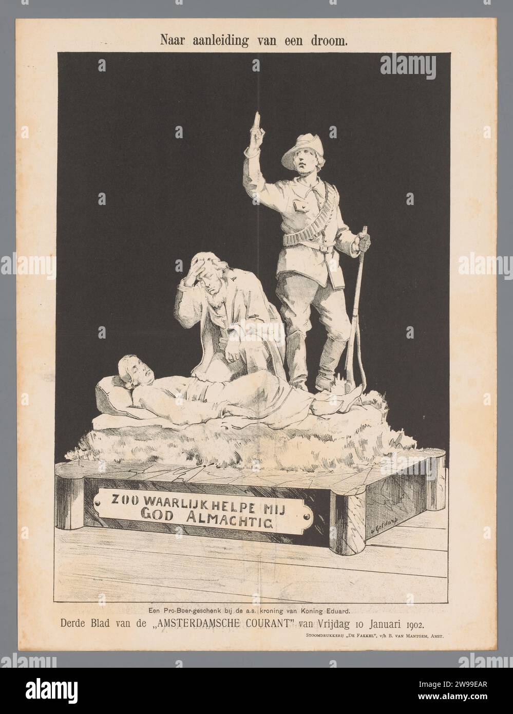 Following a dream, Petrus van Geldorp, 1902 Amsterdam paper political ...