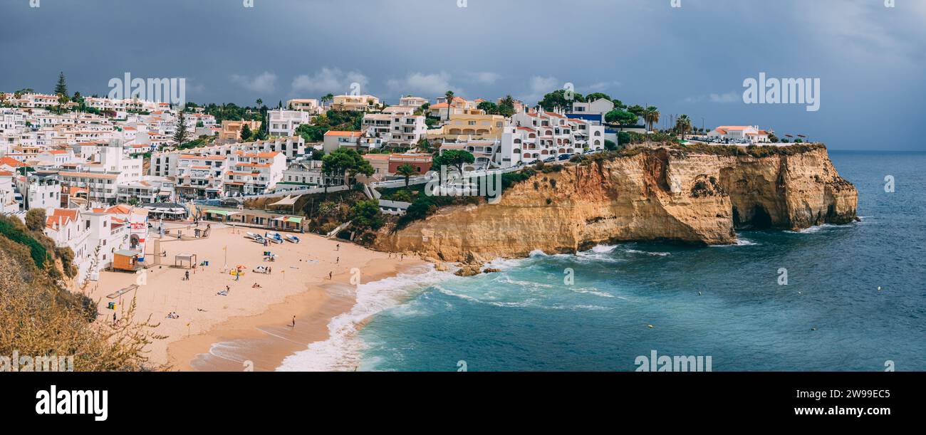 Carvoeiro fishing village with beautiful beach in Algarve, Portugal ...