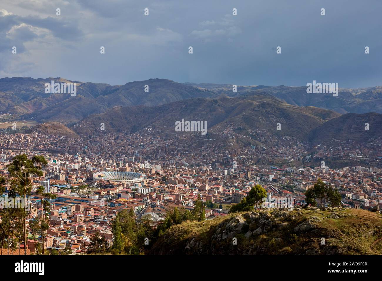 A scenic view of Cusco's city seen from Saqsaywaman, Peru Stock Photo ...