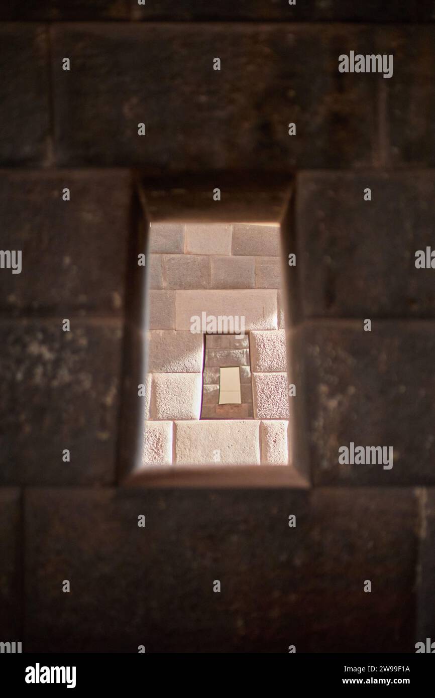 A close-up of Qoricancha palace interior window in Cusco, Peru Stock ...