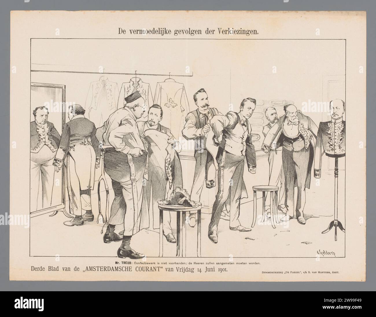 The suspected consequences of the elections, Petrus van Geldorp, 1901 ...