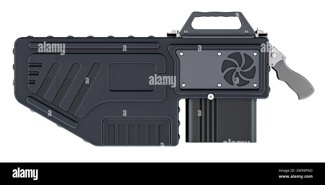 Anti-drone rifle. Anti drone gun protection, 3D rendering isolated on ...