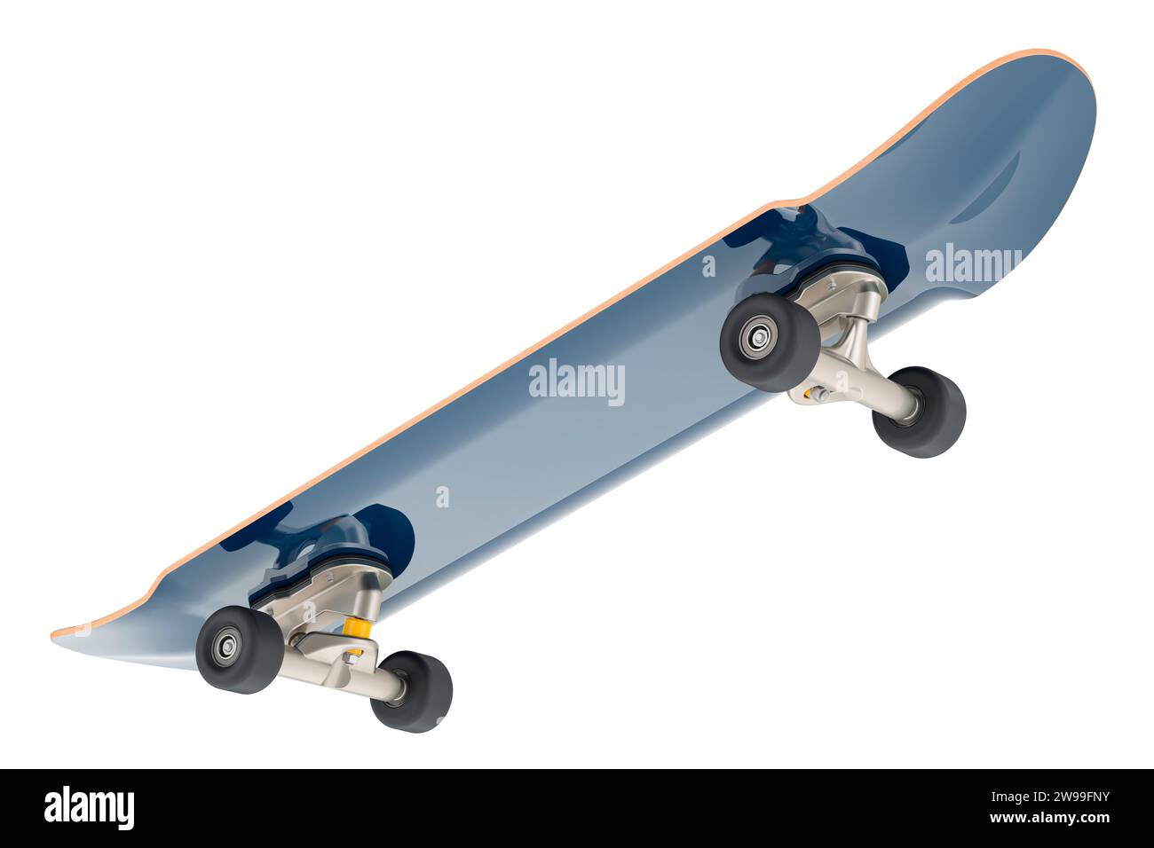 Skateboard, bottom view. 3D rendering isolated on white background ...