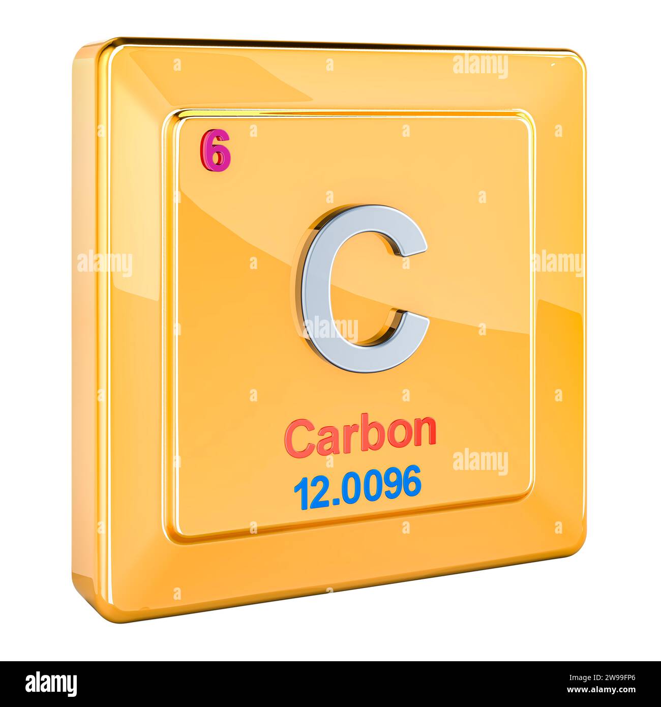 Carbon C icon, chemical element. 3D rendering isolated on white ...