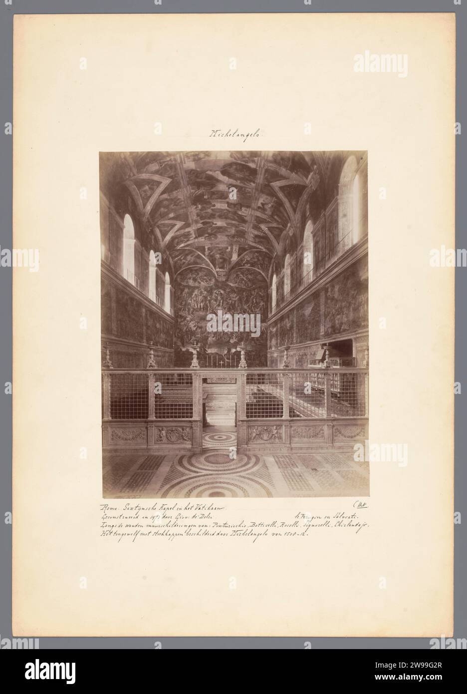 Interior of the Sixtine Chapel in Rome, with a view of Michelangelo ...