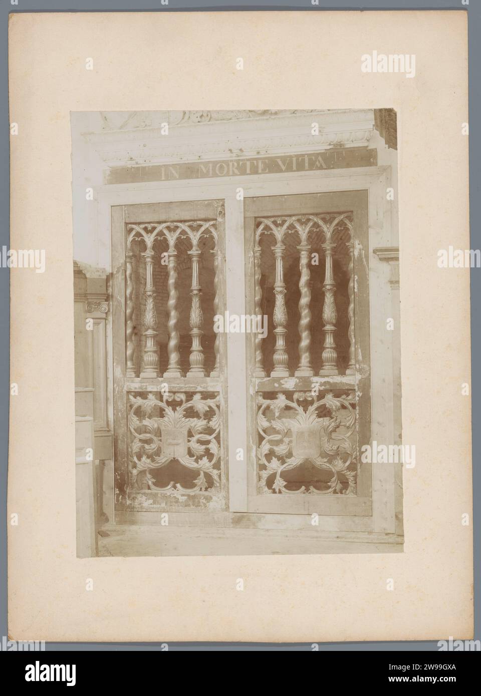 Copper access door of the burial chapel in the Van Harenskerk in Sint ...