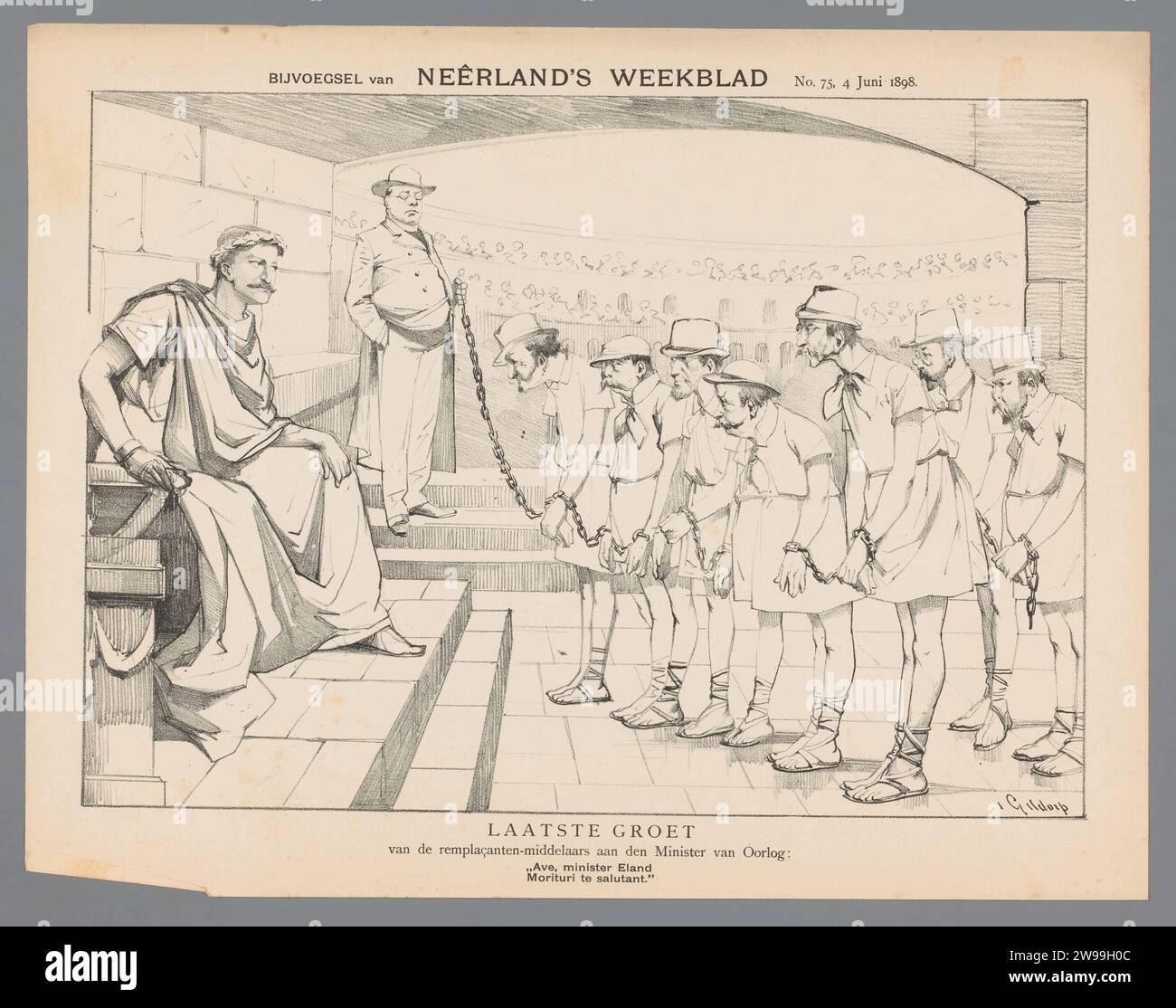 Last regards, Petrus van Geldorp, 1898 paper political caricatures and ...