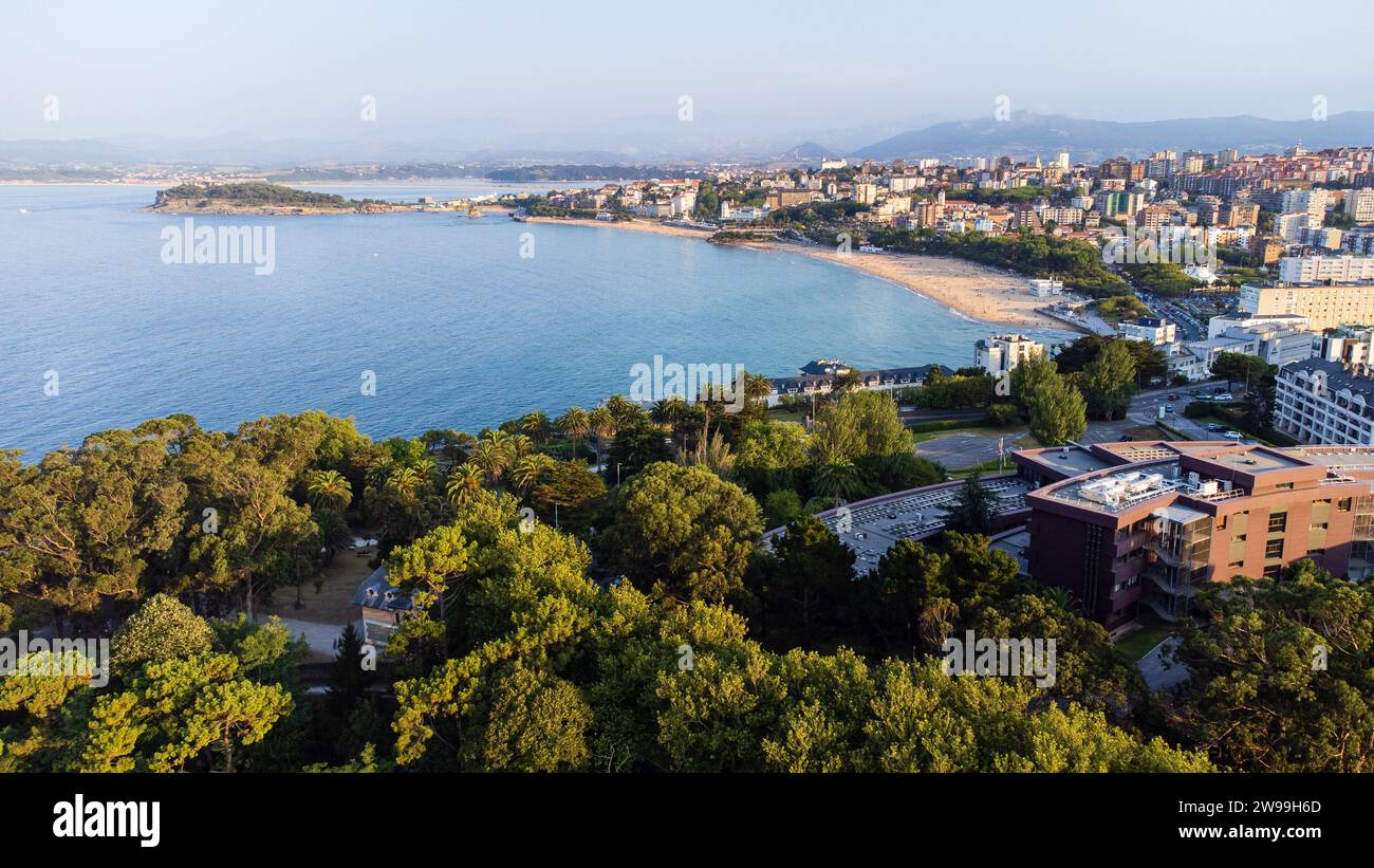 Aerial view coastal town summer park center hi-res stock photography ...