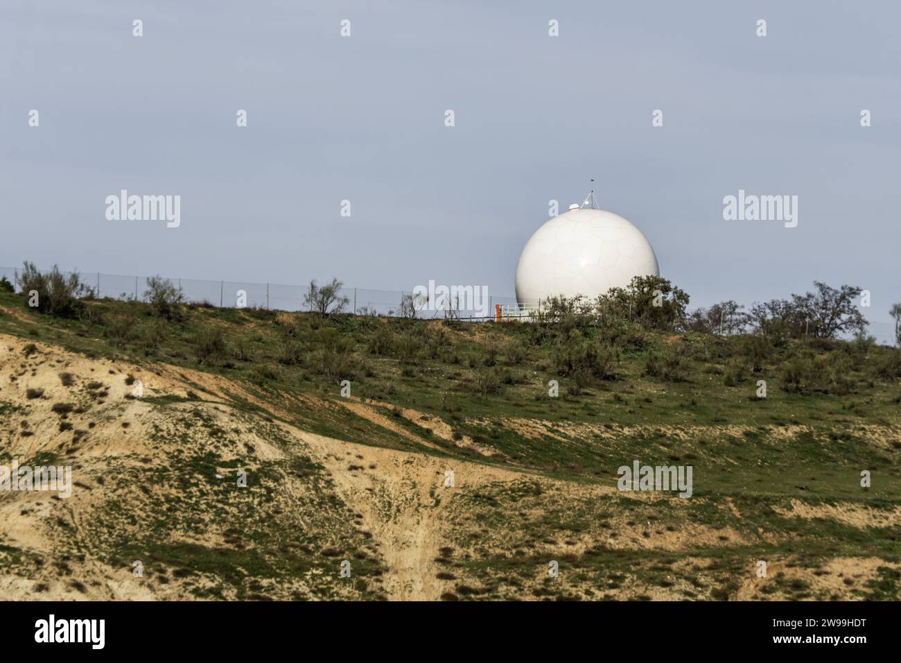 Hilltop with a geodesic dome protecting an aeronautical radar Stock ...