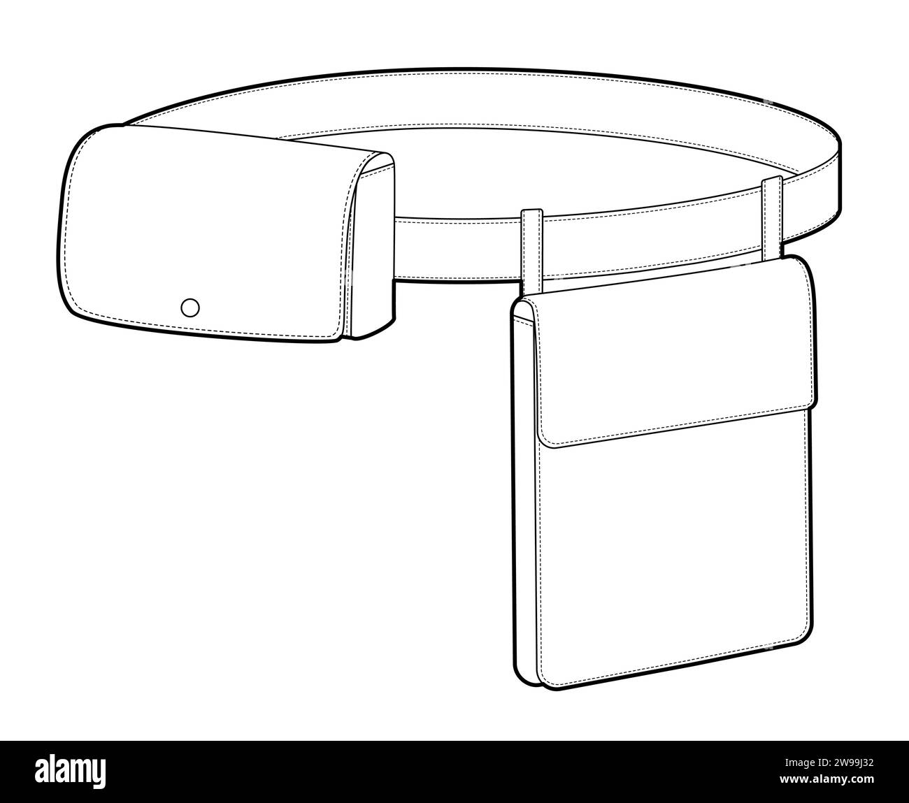 Utility Belt silhouette bag. Fashion accessory technical illustration ...