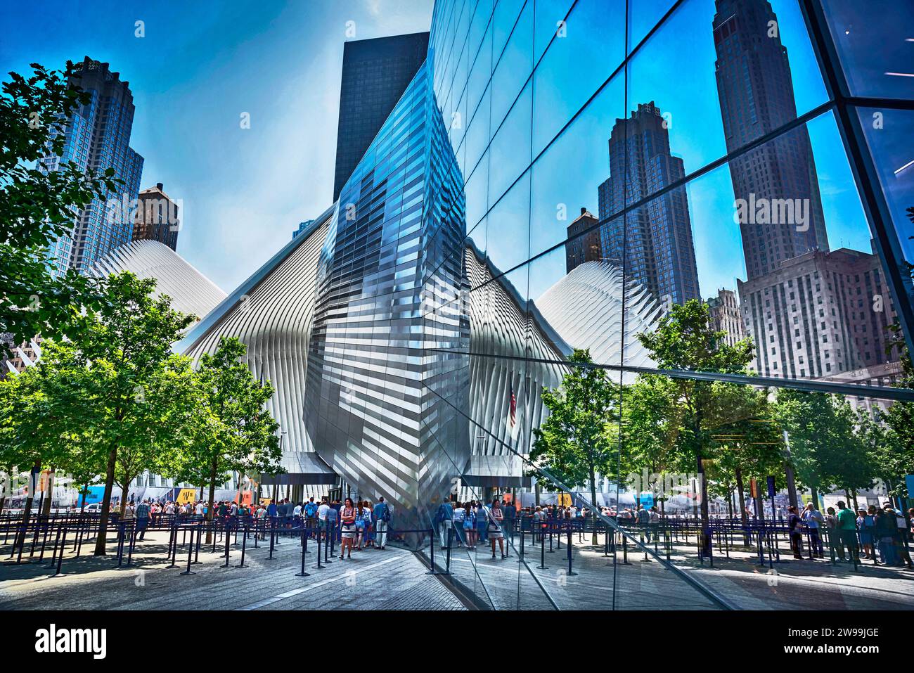 The reflection on the wall of high-rise building, New York, Lower ...