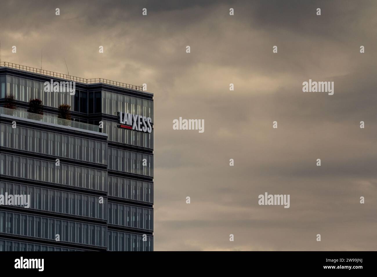 Picture of a sign with the logo of Lanxess on their main office in ...