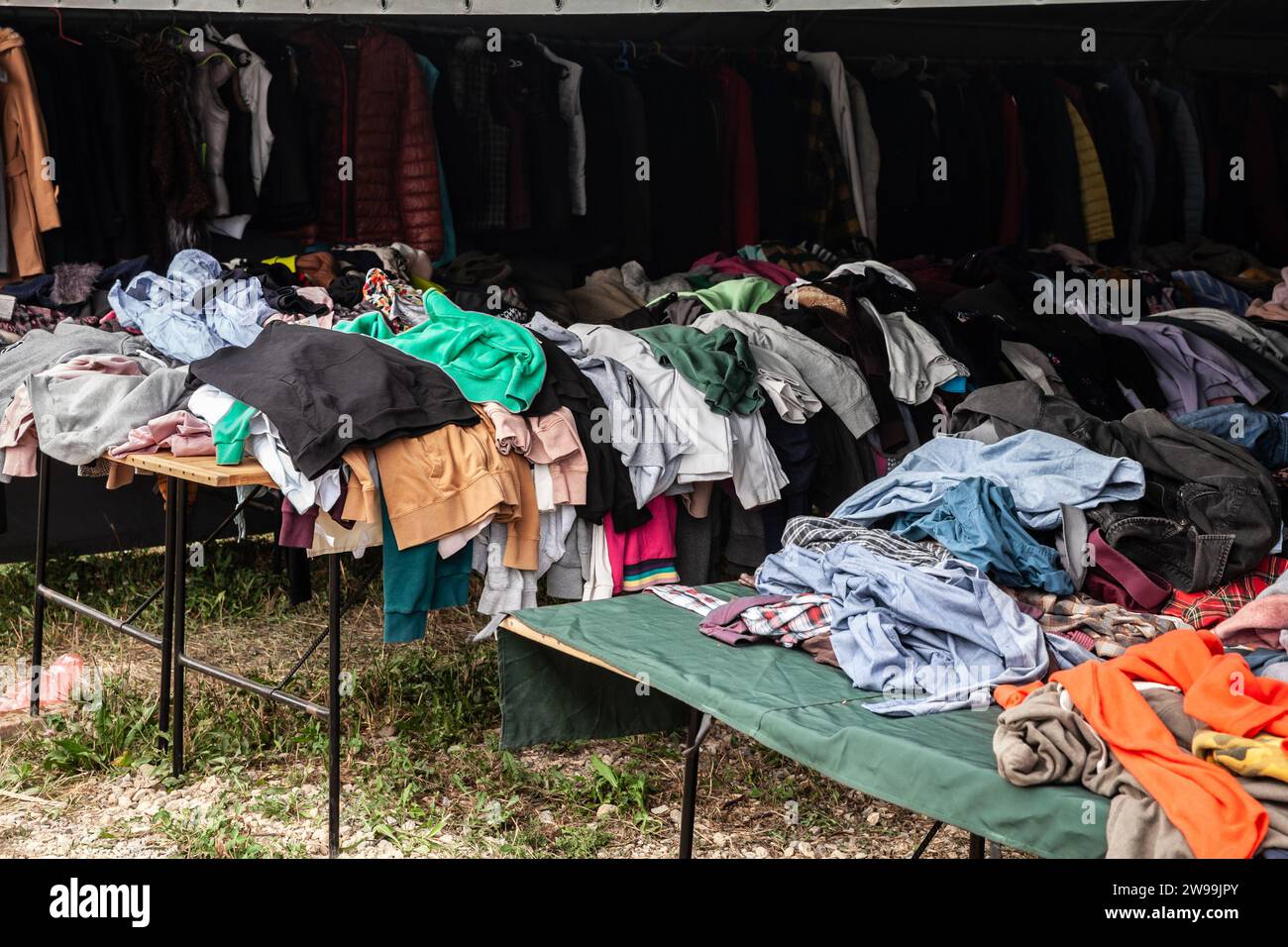 Picture of a stand of a second hand clothes store in belgrade, Serbia ...
