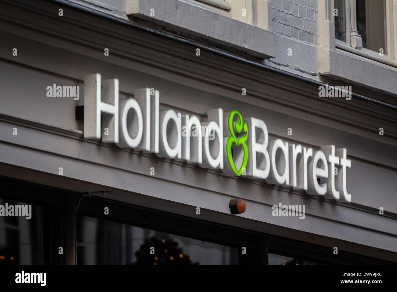 Picture of a sign with the logo of Holland and Barrett on Maastricht ...