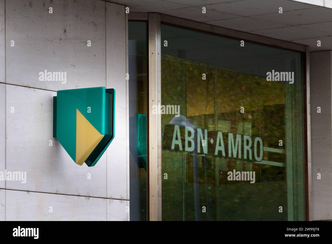 Picture of a sign with the logo of ABN AMRO on their main agency for ...
