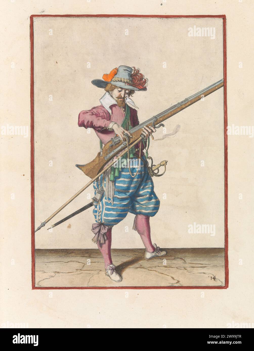 Soldier who loosens his wick from the rooster from his musket, Jacques ...