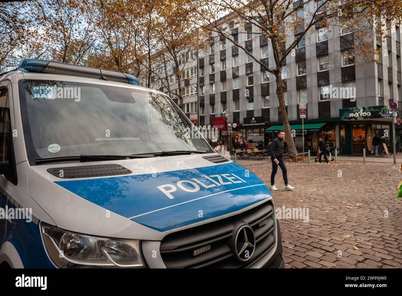 Picture of german federal police cars a street of Cologne, Germany. The ...