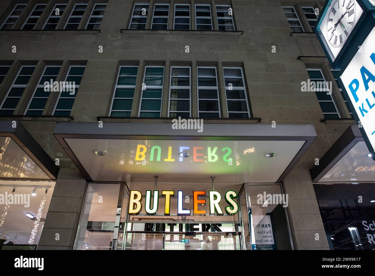 Picture of a sign with the logo of Butlers in front of their main store ...