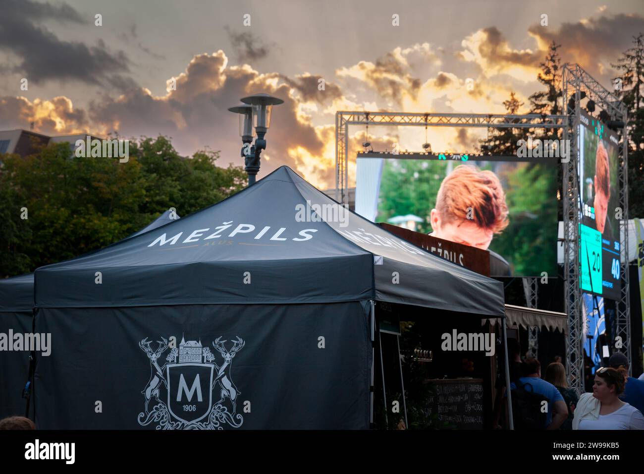 Picture of a sign with the logo of Mezpils Alus beer on a local bar in ...