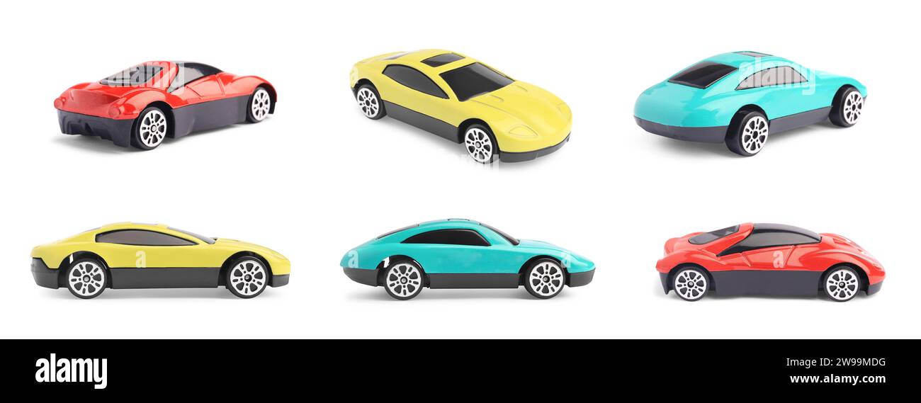 Different toy cars isolated on white, different sides Stock Photo - Alamy