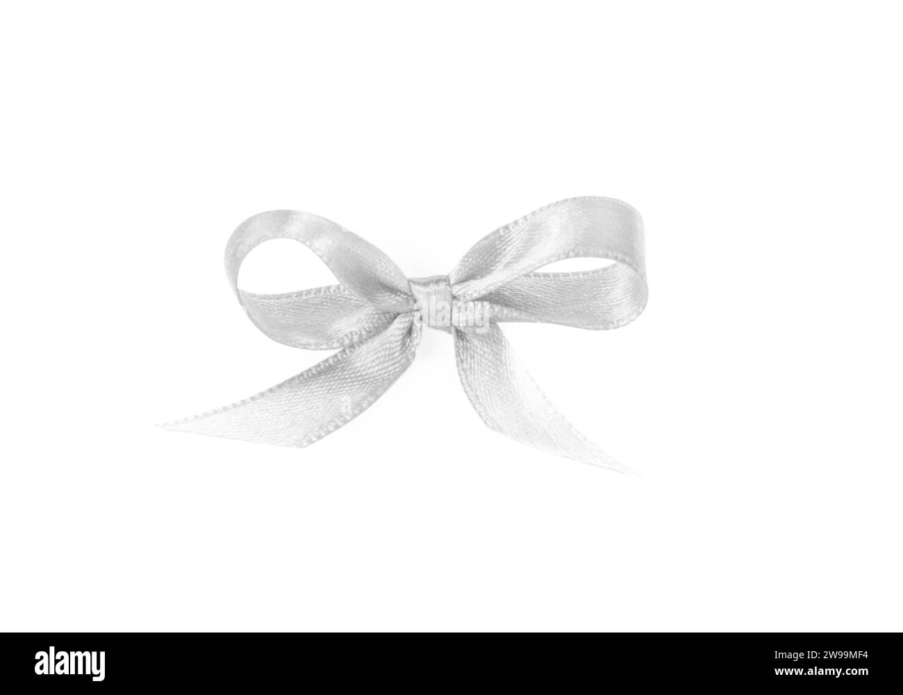 White satin ribbon bow isolated on white Stock Photo - Alamy
