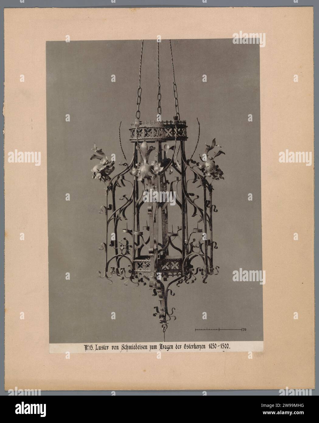 Wrought iron chandelier, c. 1875 - c. 1900 photograph Germany cardboard ...