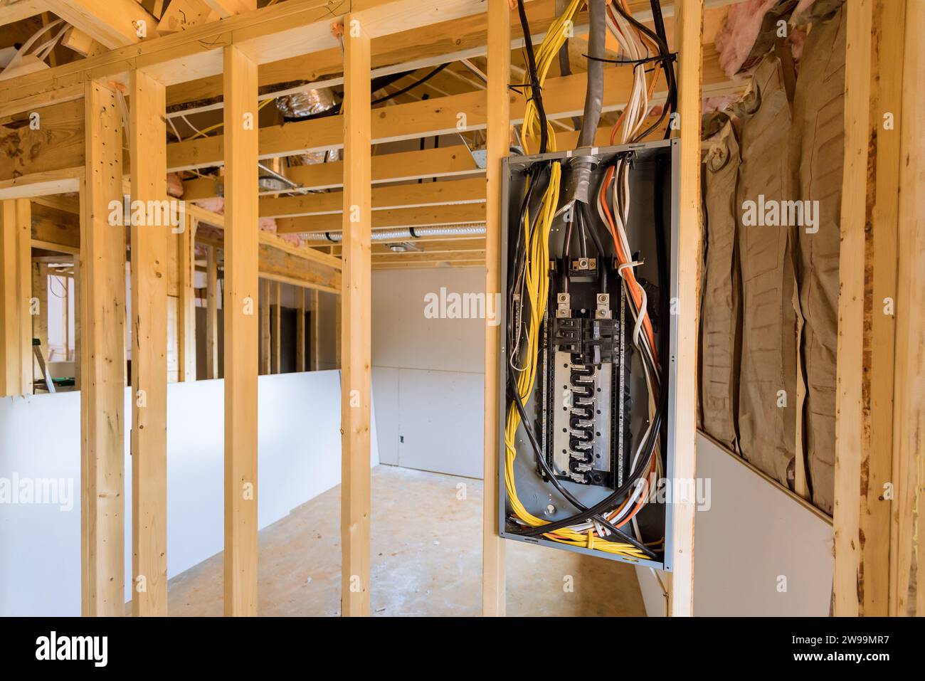 Switch box mounted on wall for circuit breaker is an electrical power ...