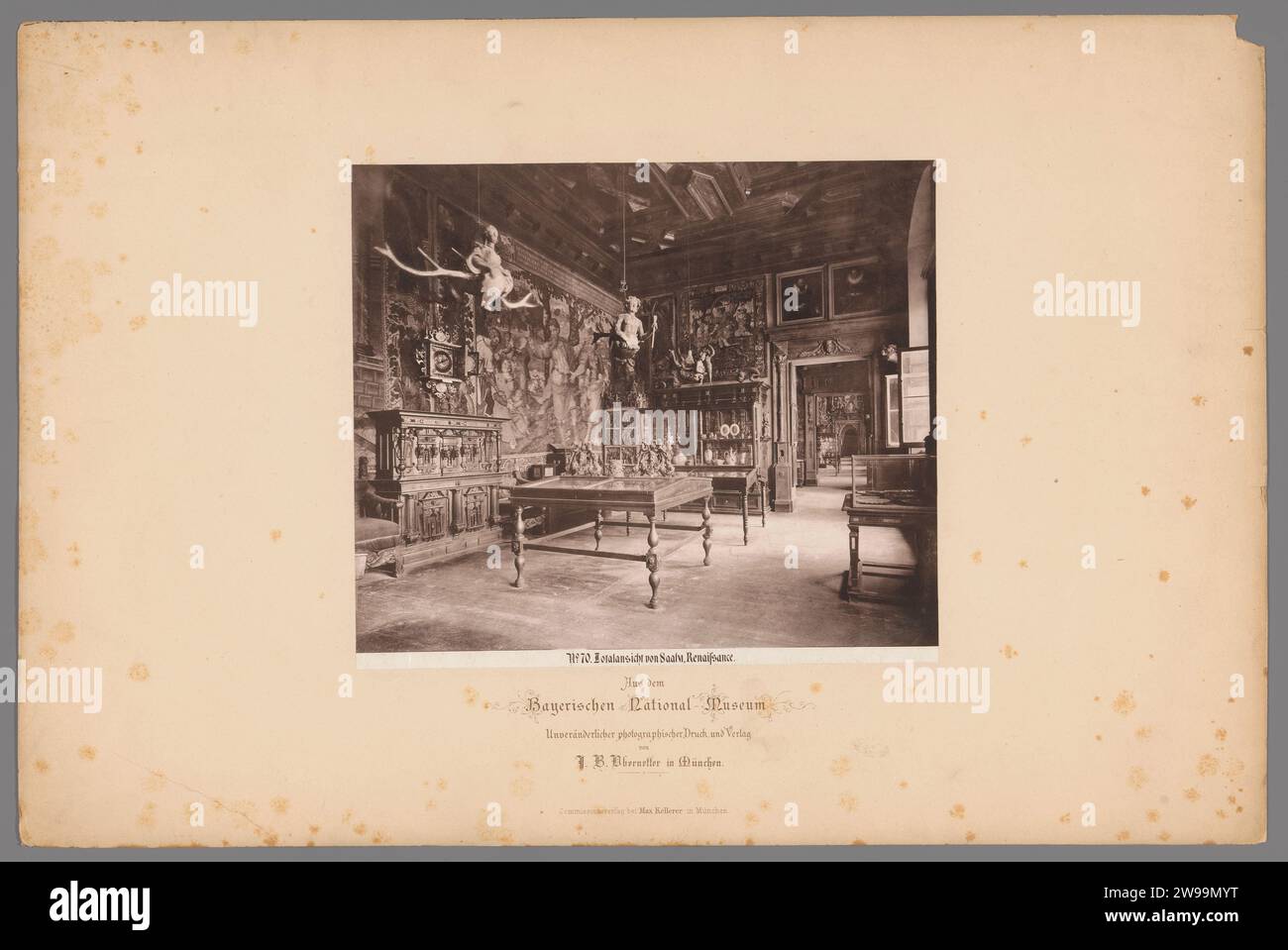 Setup of art objects from the Renaissance in the Bayerisches National Museum in Munich, 1876 ...