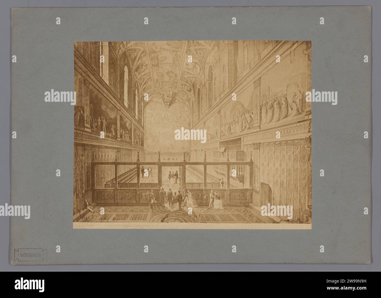 Photo production of a painting of the interior of the Sixtine Chapel ...