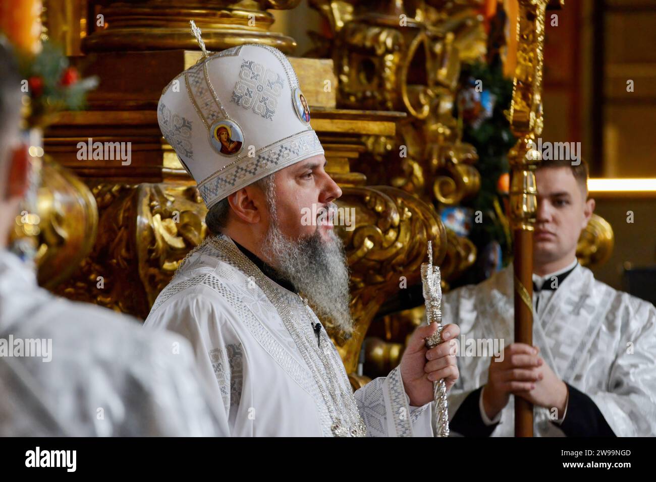 Kyiv, Ukraine. 25th Dec, 2023. Metropolitan Epiphanius of Kyiv attends ...