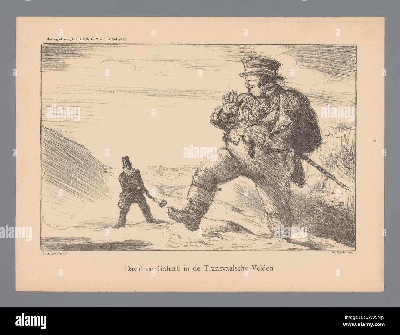 David and Goliath in the Transvaalsche Velden, Marius Bauer, 1896 print ...