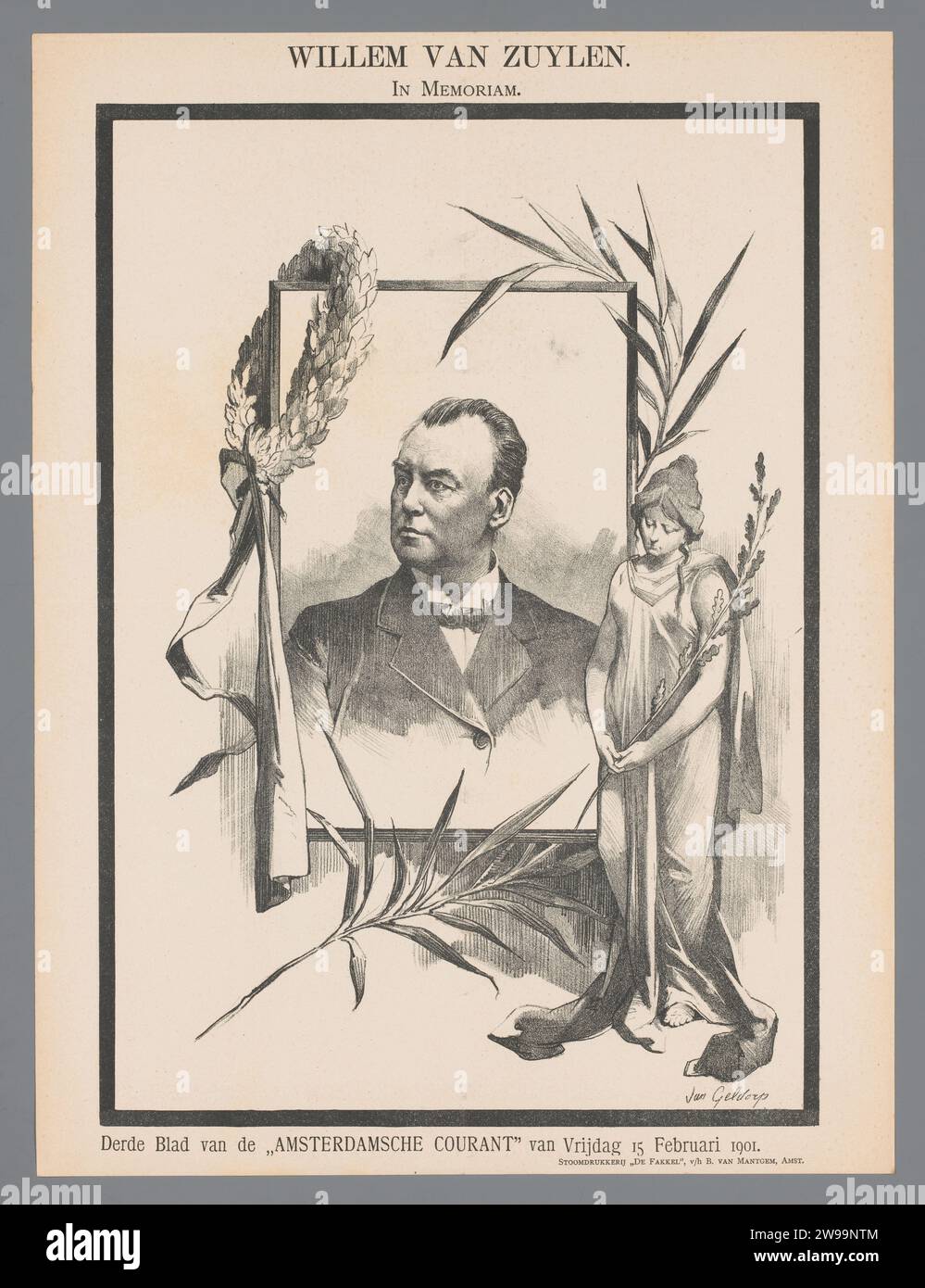 Willem van Zuylen in Memoriam, Petrus van Geldorp, 1901 print Amsterdam ...