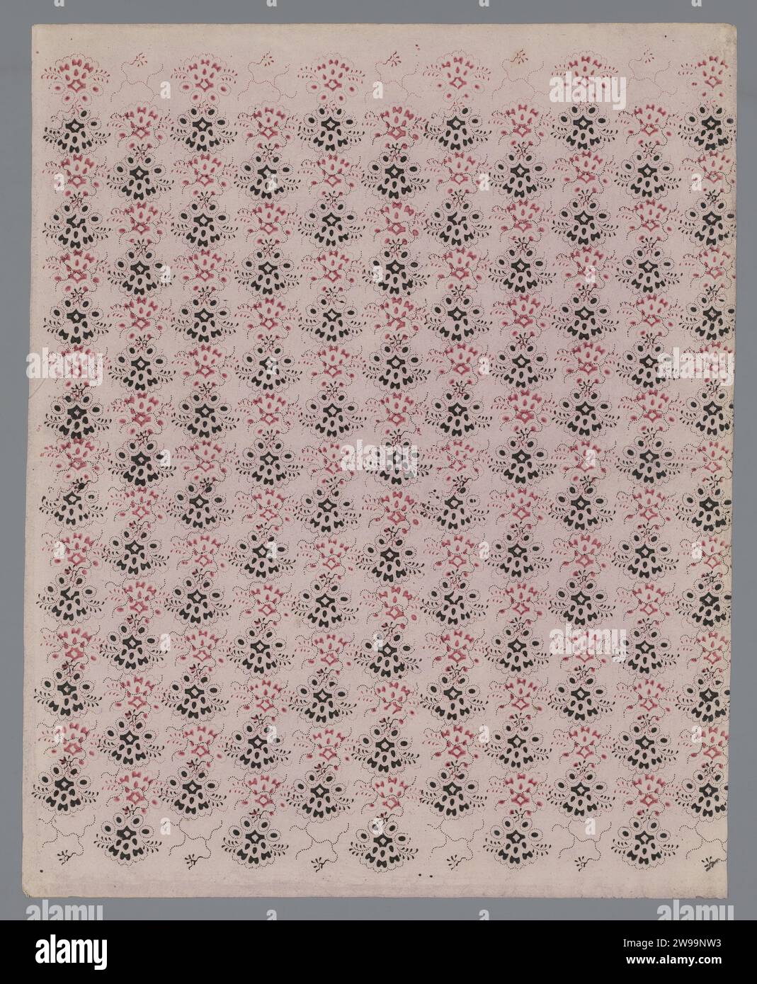 Leaf with pattern of floral fantasy motif, anonymous, c. 1850 - c. 1950 ...
