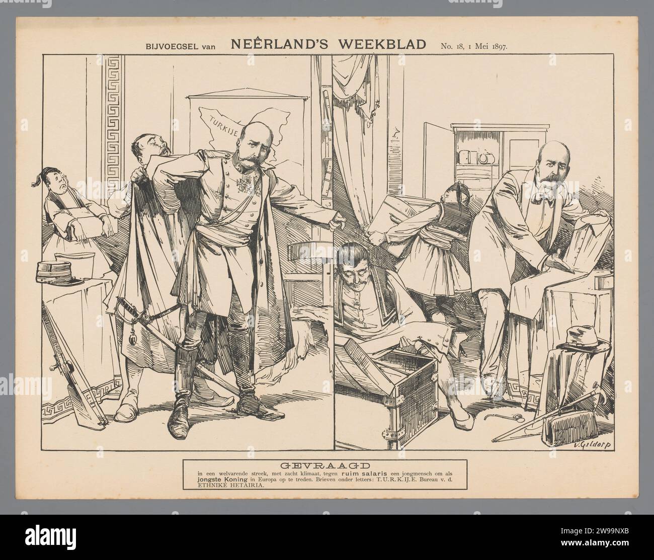 Wanted, Petrus Van Geldorp, 1897 paper political caricatures and ...