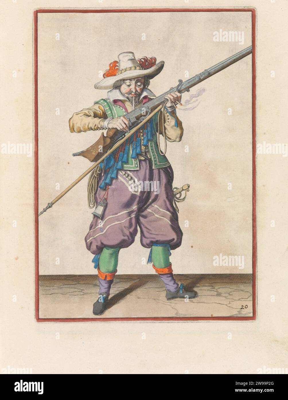Soldier who blows Kruit of his musket, Jacques de Gheyn (II) (workshop ...