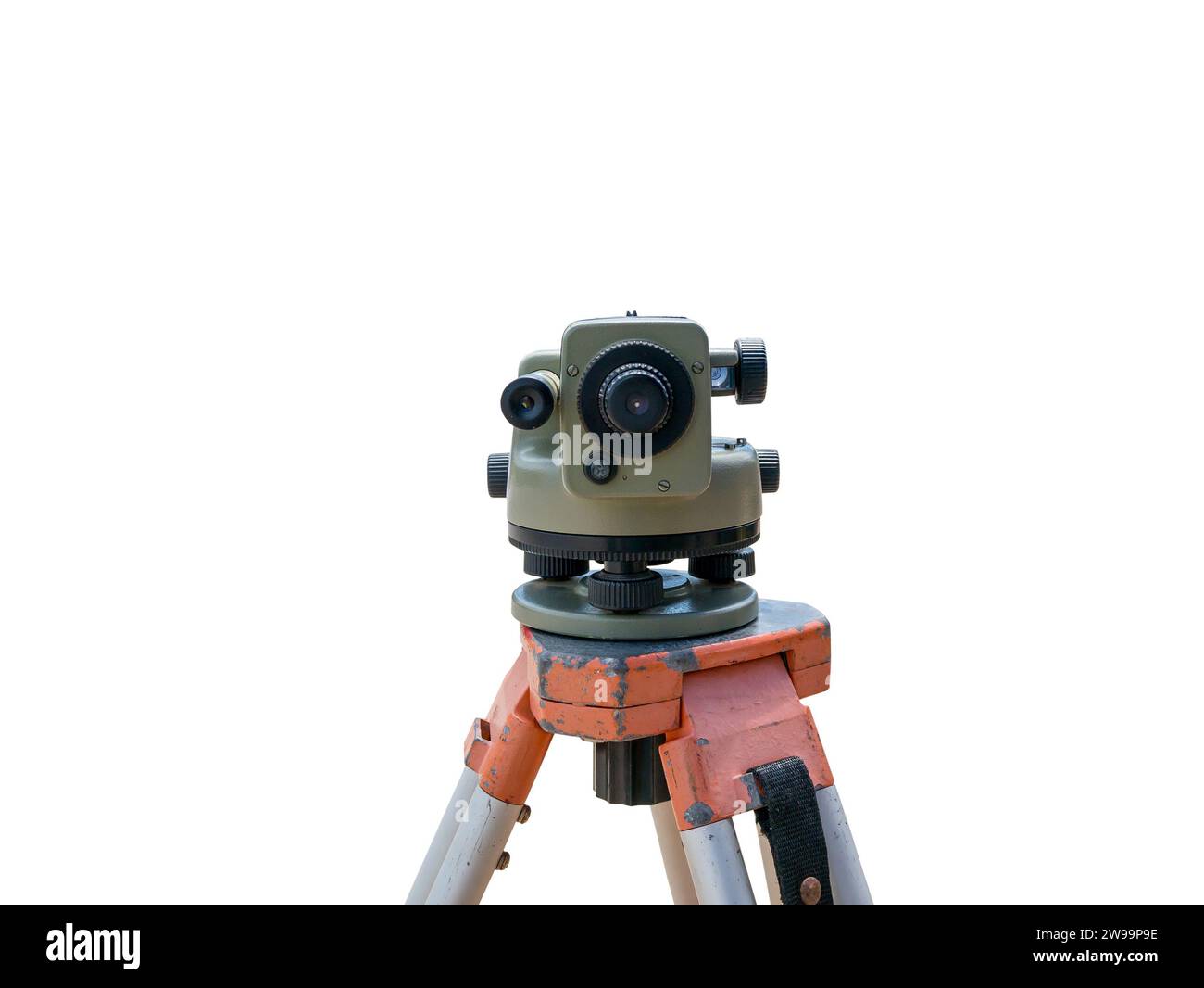 Construction equipment theodolite level tool isolated on white ...