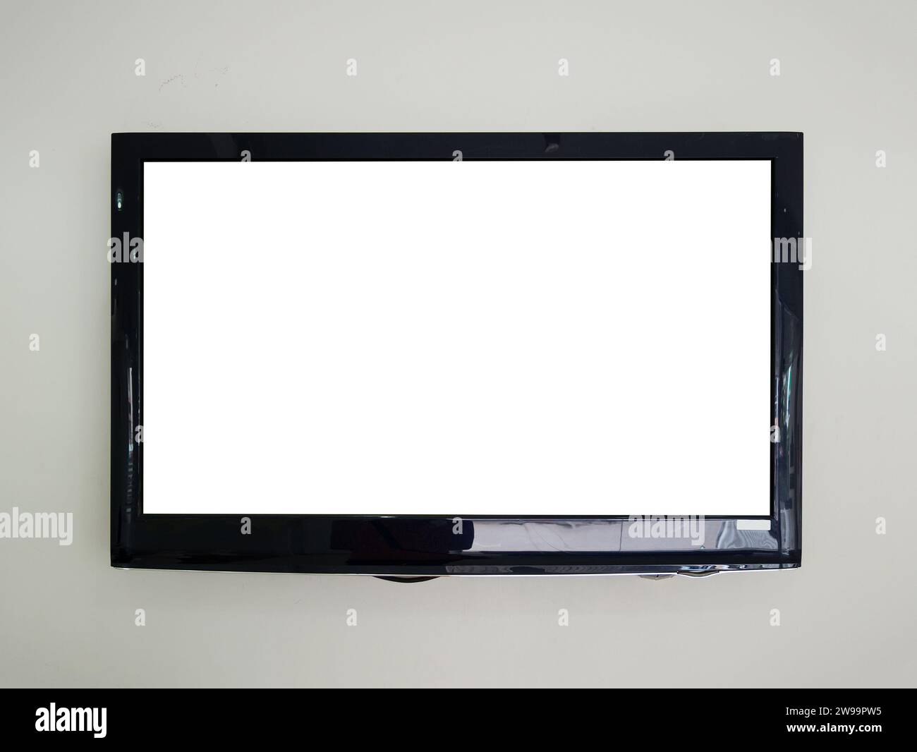Led tv on the wall background with blank television screen Stock Photo ...