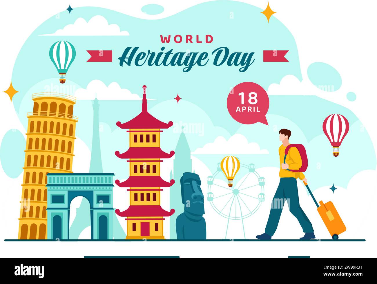 World Heritage Day Vector Illustration on 18 April for Commemorative ...