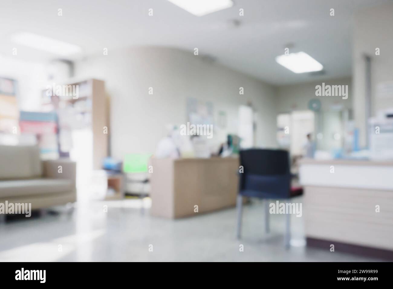 Abstract hospital medical counter interior blur for background Stock ...