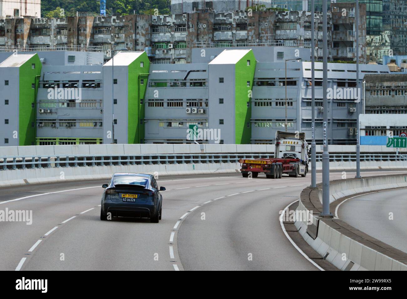 Southbound carriageway of the Tsing Kwai Highway, part of Route 3, an ...